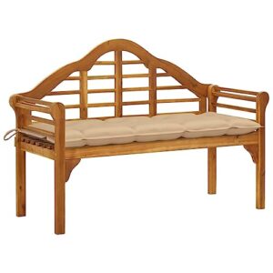 tidyard patio queen bench with cushion, acacia wood park bench, wooden outdoor bench chair for entryway yard porch backyard patio 53.1 x 21.7 x 37.4 inches (w x d x h)