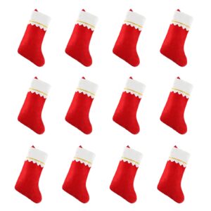 sdenow christmas stockings bulk 15" red felt christmas stockings set xmas red and white christmas stockings christmas decorations party ornament (12 pack)