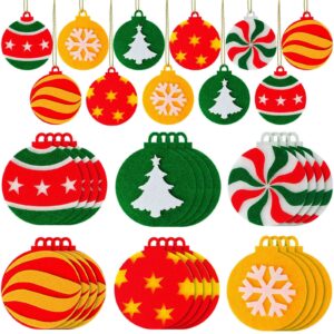 24 pieces christmas felt ornaments round hanging decoration xmas hanging felt decoration pendant for christmas tree theme family party indoor outdoor hanging decor (popular style)