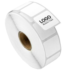 1" x 1" square direct thermal label - compatible with rollo label printer & zebra desktop printers – 1” core, multipurpose qr barcode postage adhesive perforated - 20 rolls, 1380/roll