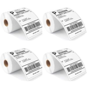 ceprico - 4”x 6” direct thermal shipping labels - 4 rolls (per roll 220 labels) - waterproof perforated self adhesive printable stickers for ups dhl fedex usps - compatible w/zebra & thermal printers