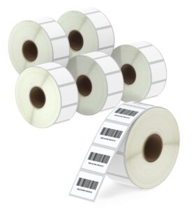 betckey - 1.25" x 1" (32 mm x 25 mm) upc barcode & address labels compatible with zebra & more label printer,premium adhesive & perforated [6 rolls, 8280 labels]