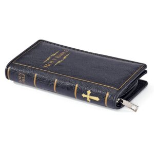 sagefinds holy bible book wallet | multi card and cash holder | magnetic clasp closure and zip around | vinyl | 4” x 7.5”