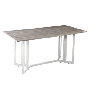 sei furniture driness drop leaf console to dining convertible table, weathered gray, white