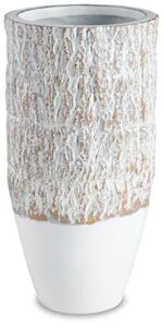 signature design by ashley hannalee bohemian textured polyresin 13.75" vase, white