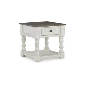 signature design by ashley havalance french country square end table, white & gray