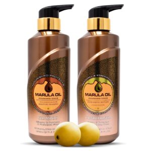 marula oil shampoo and conditioner sets,color safe ultra moisture sulfate free shampoo conditioner pack for all hair types, moisturizing,smoothing, locks moisture, natural repair, pump bottle