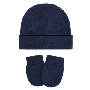 zando baby beanie hat navy blue newborn beanie cotton baby hats newborn hats for boys girls baby hat and mitten set soft infant winter hats for baby boy beanies hat navy blue one size