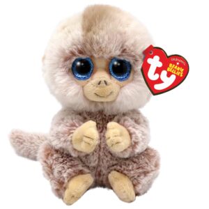 ty beanie bellies-ty41036 stubby monkey soft toy, 15 cm, ty41036, brown, beige, small