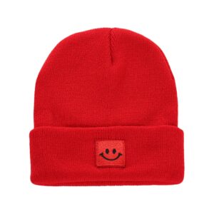 doovid baby beanie hats smile face knit winter hats for toddler boys and girls warm beanie baby red