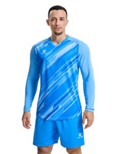 kelme men's soccer goalie jerseys,padded goalkeeper kit,youth goalie shirt and pants with socks blue medium