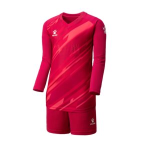 kelme men's soccer goalie jerseys,padded goalkeeper kit,youth goalie shirt and pants with socks red x-small