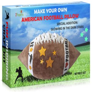 2pepers make your own american football pillow, football gifts for boys and girls ages 3 4 5 6 7 8 9 10 years and up, diy arts and crafts kit for kids, sports football present, boys toys