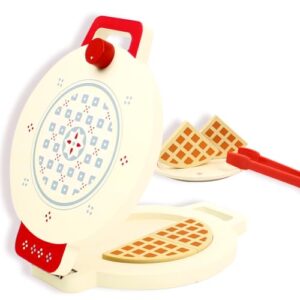 osettoys toy waffle maker, wooden kitchen play set, pretend play kitchen appliance, learning toy for kids, cooking toy present for boys girls age of 3-8