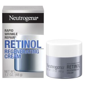 neutrogena rapid wrinkle repair retinol regenerating face cream & hyaluronic acid anti wrinkle face moisturizer, neck cream, with hyaluronic acid & retinol, 1.7 oz (pack of 3)