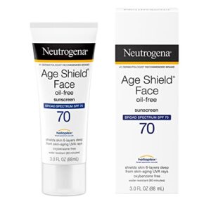 neutrogena age shield anti-oxidant face lotion sunscreen with broad spectrum spf 70, oil-free & non-comedogenic moisturizing sunscreen to prevent signs of aging, 3 fl. oz