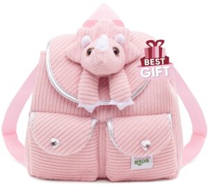 pink dinosaur triceratops mini backpack for kids, mini backpack for toddler girls, gift for 2 3 4 5 year old girl boy