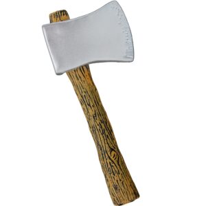 skeleteen realistic hatchet axe toy - wood look lumberjack props costume accessories with fake tin blade