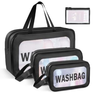 hysagtek 4 pcs waterproof toiletry bag set for women men, clear makeup bags with zipper, cosmetic travel bags for toiletries, skincare products, travel accessories