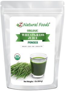 z natural foods organic wheatgrass juice powder, superfood powder for healthy aging and digestion, ideal for juice, yogurt, and smoothies, non-gmo, vegan, kosher, 1 lb.