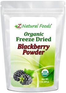 z natural foods organic blackberry powder, freeze dried, antioxidant-rich superfood for heart health, mix it into smoothie, juice, yogurt, and recipes, raw, vegan, non-gmo, gluten-free, 1 lb