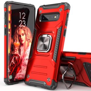 idystar for galaxy s10 case,hybrid drop test cover with car mount kickstand slim fit shockproof hard resistant protective phone case for galaxy s10,red