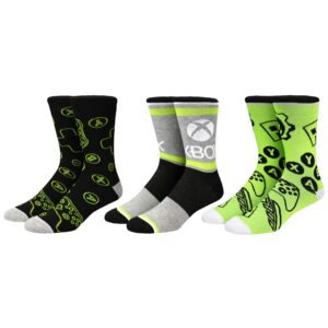 bioworld xbox evergreen 3 pack crew socks for men