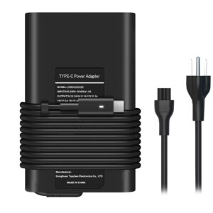 charger for dell 65w usb-c laptop charger for xps and latitude - power cord included