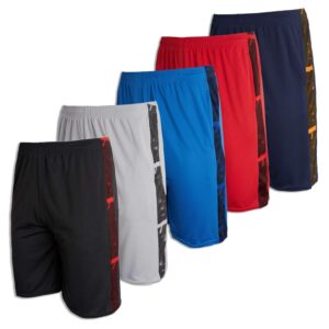 real essentials mens mesh shorts active wear athletic short men basketball pockets workout gym soccer running summer fitness quick dry casual clothes sport training hiking, set 4, xxl, pack of 5