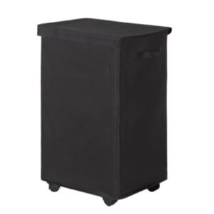 wowlive 90l large laundry hamper with lid and wheels rolling collapsible laundry basket handle foldable tall dirty clothes hamper dorm room storage for bedroom bathroom, black