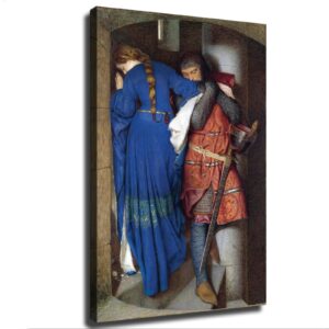 hellelil and hildebrand, the meeting on the turret stairs - frederick william burton poster canvas picture printing wall art decoration posters aesthetic living room wall decor (12×18inch-no framed)