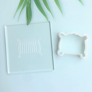 chenrui baby shower cookie fondant stamp oh baby fondant embosser cookie stamp cookie cutter (crib)