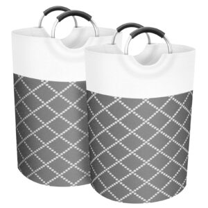 vosgo laundry basket, 2-pack 82l waterproof laundry hamper, collapsible laundry bag with comfortable handle, large capacity storage for college dorm, family, toys, grey