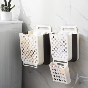 yaromo collapsible laundry baskets plastic laundry hamper thickened support portable and wall laundry hamper,durable unbreakable 3 unit(size l+m+s) wihte(57 l/15 gallon)