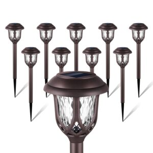 excmark 10 pack solar lights outdoor decorative garden yard lights for pathway walkway sidewalk driveway. (brown, warm white)