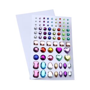 sewacc self adhesive acrylic crystal rhinestone jewel stickers sheets assorted colors and shapes for crafts diy projects nail multicolor type 2