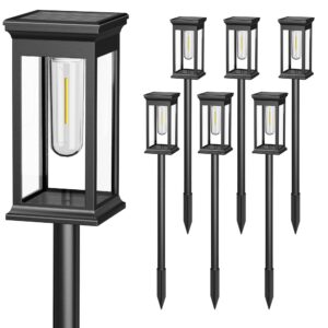 outdoor solar pathway lights, 6 pack solar lanterns outdoor decor lights, bright solar landscape lighting lights outdoor waterproof, auto on/off solar lights for outside yard backyard garden patio