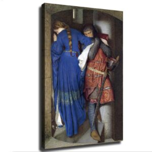 the meeting on the turret stairs by frederic william burton picture canvas art poster and wall art picture print modern family bedroom decor posters (framed,24x36 inch)