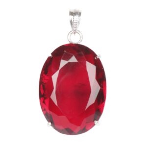 gemhub 105 carat red topaz gemstone pendant without chain sterling silver oval cut jewelry for women