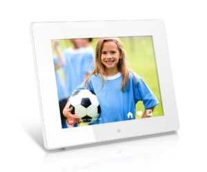 aluratek 8 inch wifi digital photo frame with touchscreen ips lcd display and 8gb built-in memory,white