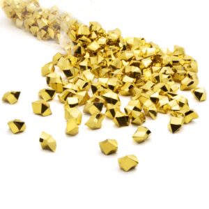 wgv acrylic ice rock crystals treasure gems for table scatters, vase fillers, wedding, banquet, party, event, birthday decor (approx 150 pcs per bag), 1 bag, 1 pound, gold