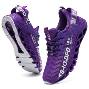 frshaniah sneakers for men slip on casual sport running shoes athletic tennis walking shoes breathable fashion gym runner jogging shoes purple size 10.5