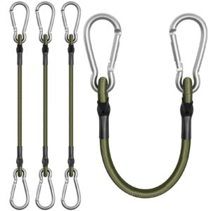 bungee cords with carabiner hooks 12 inch heavy duty outdoor camping accessories rope elastic for luggage cargo camping rv hand carts oilcloth binding 4 pcs