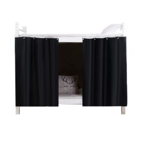 lightolife thickened blackout bunk bed curtains for bottom full, install accessory included, 2 panels, black 47.2in