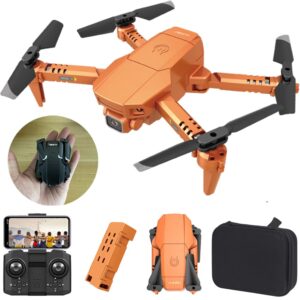 mini drone with camera drones for adults drone for beginner 1080p drones with camera live video fpv helicopter altitude hold drone lozenge hj78 rc drone (1 battey&1080p wifi camera, orange)