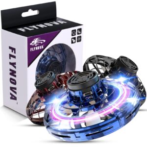 flying spinner mini ufo drone for kids, flying fidget spinner ufo toy drone, flying orb ball hand operated with 360 ° rotating and led lights for adult and kids