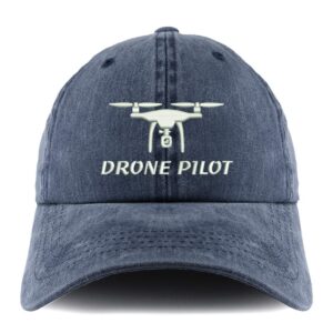 trendy apparel shop drone pilot embroidered pigment dyed unstructured cap - navy