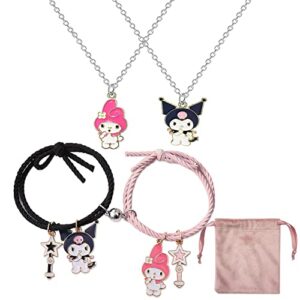 cute couples keychains necklace set with bag for couples friendship bff best friend set