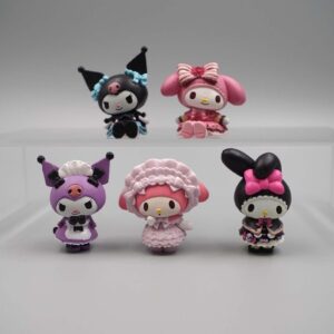 afupgb cute anime figures set, mini cartoon animal cake toppers, pvc model figurines toys, party supplies (a-5pcs)