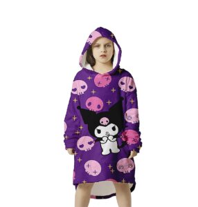 perwzupe kids wearable blanket flannel hoodies sweatshirt,warm super soft blanket hoodies,portable pullover hooded sherpa blanket 3'7"-4'3"